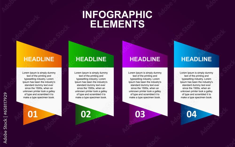 design infographic elements 4 steps options for presentations, posters ...