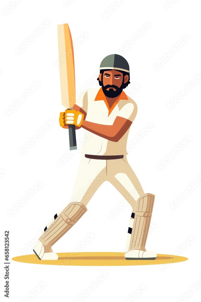 Cricket player cartoon illustration, AI generated Image Stock ...