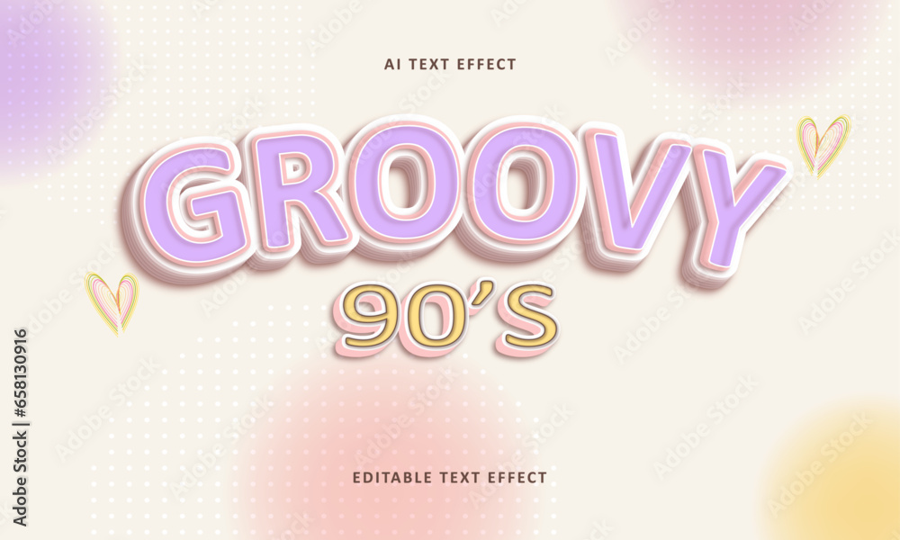 retro sticker text effect editable groovy 90s with gradient background ...