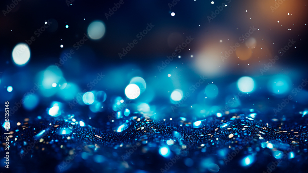 Fondo bokeh de purpurina zafiro. Destello azul real desenfocado. Fondo ...