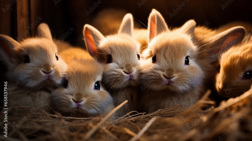 cute bunnies identical cute bunnies playing together and squeezing each ...