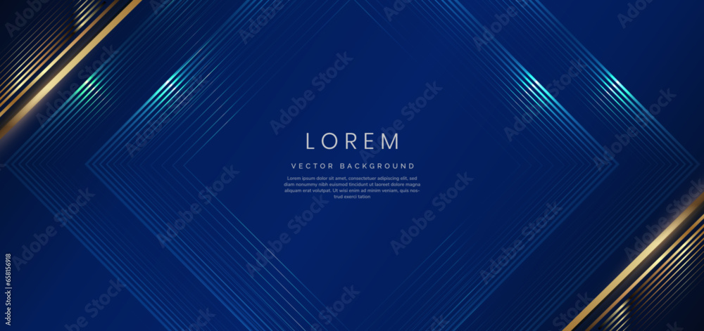 Abstract luxury golden triangles lines overlapping on dark blue ...