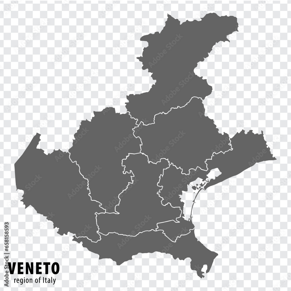 Blank map Veneto of Italy. High quality map Region Veneto with ...