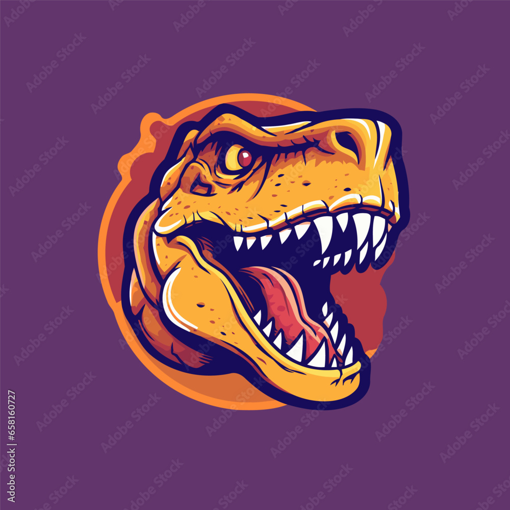 Dinosaur head mascot logo design. Vector illustration of dinosaur head ...
