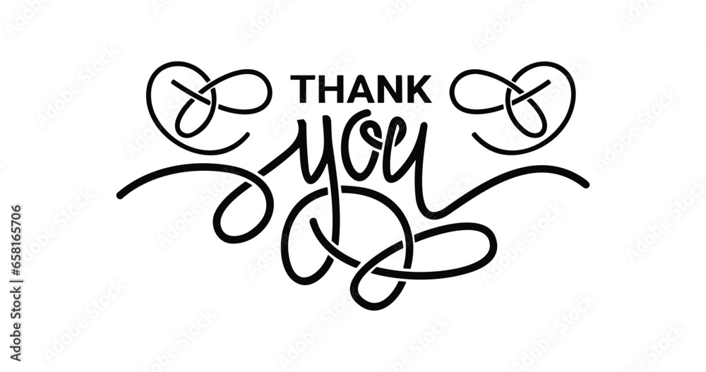 Thank You text. Handwritten calligraphy with smooth lines. Great for ...