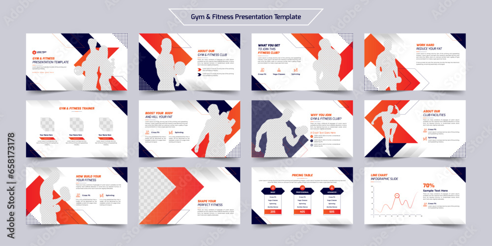 Gym fitness PowerPoint presentation slides template design. Use for ...