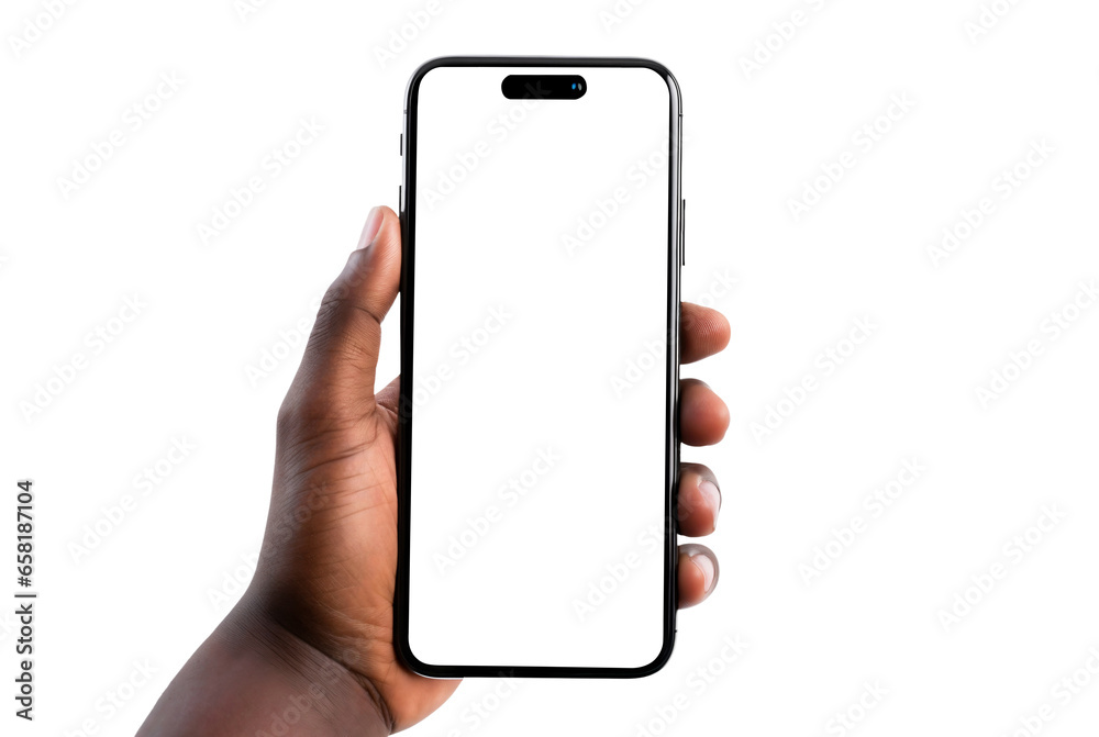 Hand holding smartphone png, new cellphone mockup isolated on ...