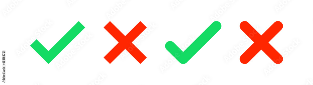 Vecteur Stock Check mark icon. Tick, x signs. Cancel symbol. Close ...