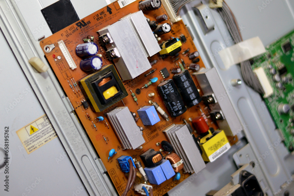 Cairo, Egypt, October 3 2023: interior of LCD TV Television main board ...