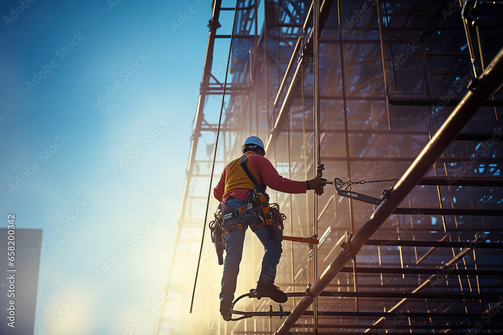 Poster construction engineer worker at heights,architecture sci-fi ...