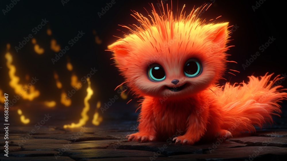 Cool cute fire creature hyperreal in its style beautiful image Ai ...