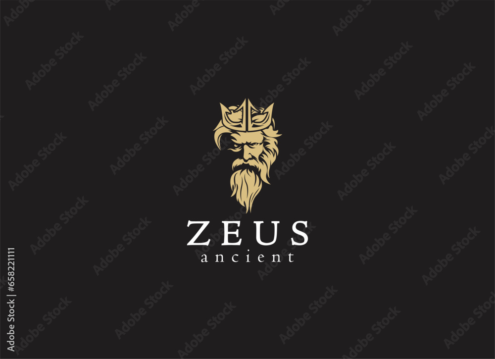 Ancient greek zeus logo design. Vintage zeus logo vector Stock Vector ...