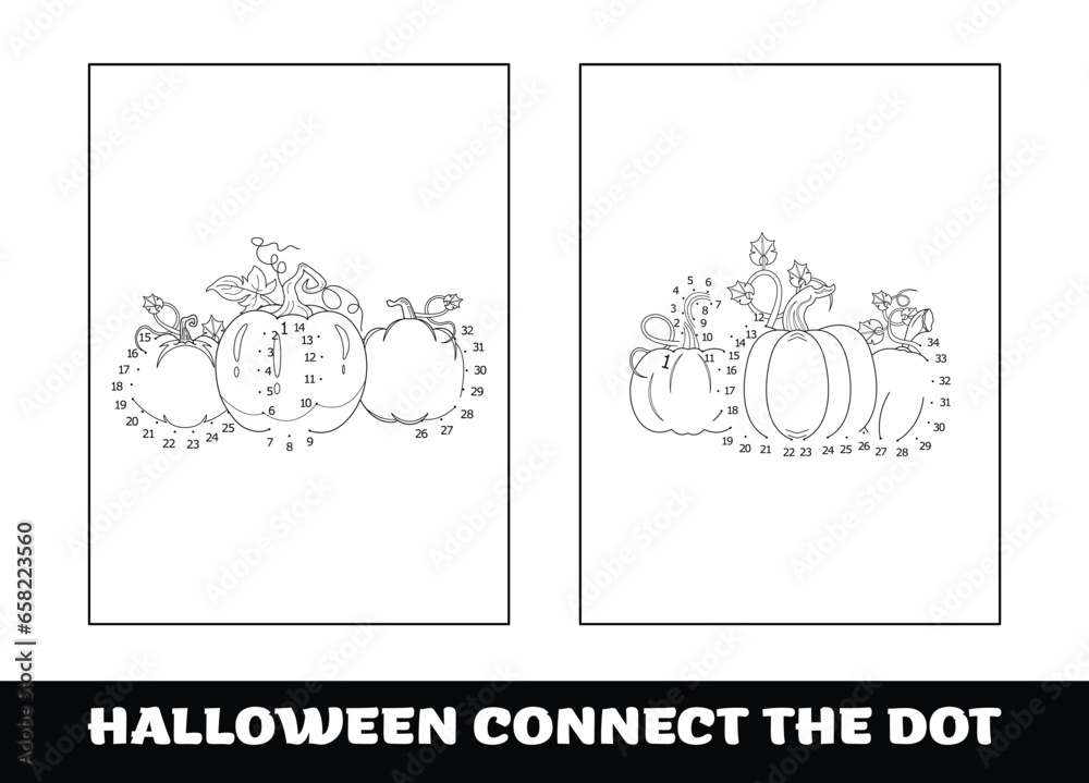 Halloween education numbers game, dot to dot for children. Traced by ...