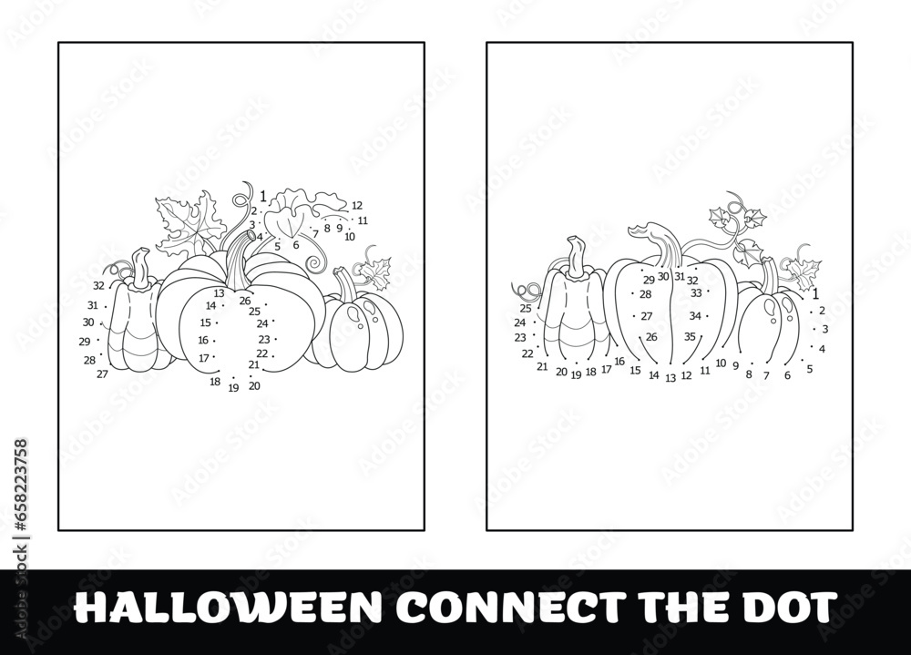 Halloween education numbers game, dot to dot for children. Traced by ...