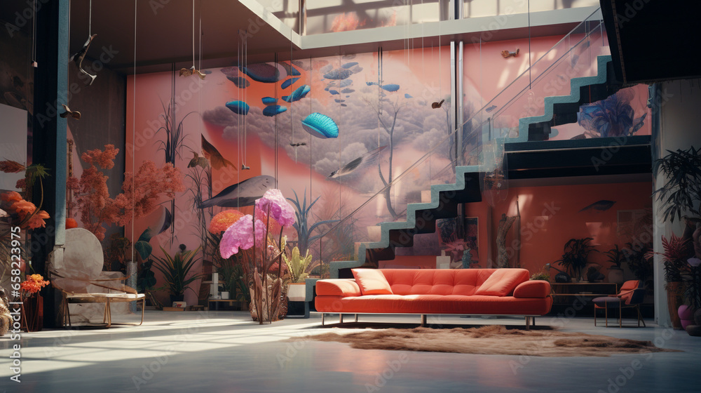 surrealism room interior design cosycore dada, generative thick ink ai ...