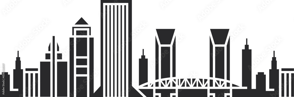 Cairo skyline horizontal banner. Black and white silhouette of Cairo ...