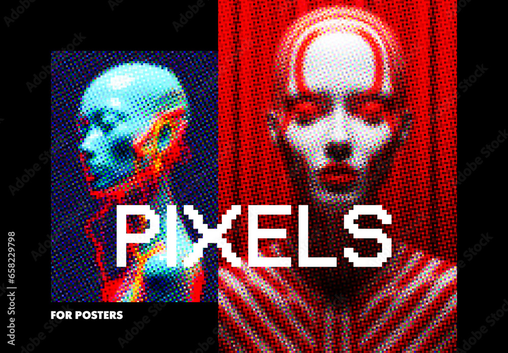 Colorful Pixels Poster Photo Effect WIth Generative AI Preview Stock ...