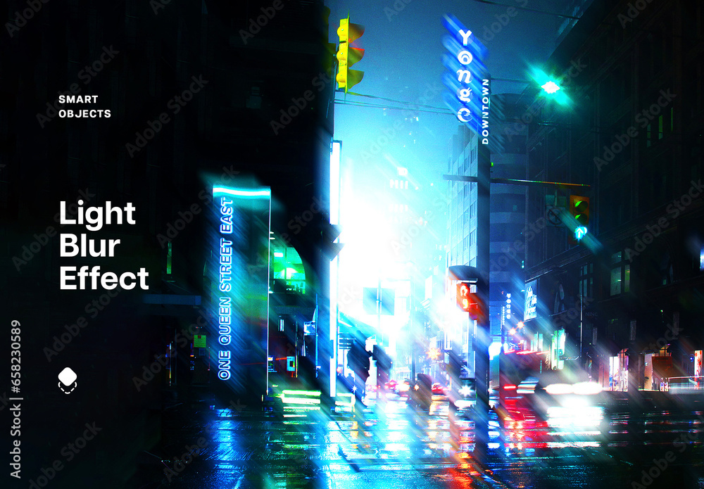 LIght Blur Photo Effect Mockup Stock Template | Adobe Stock