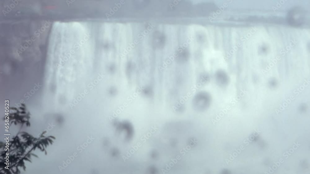 Niagara Falls Frontal View from Above with Water Droplets on Old Camera ...