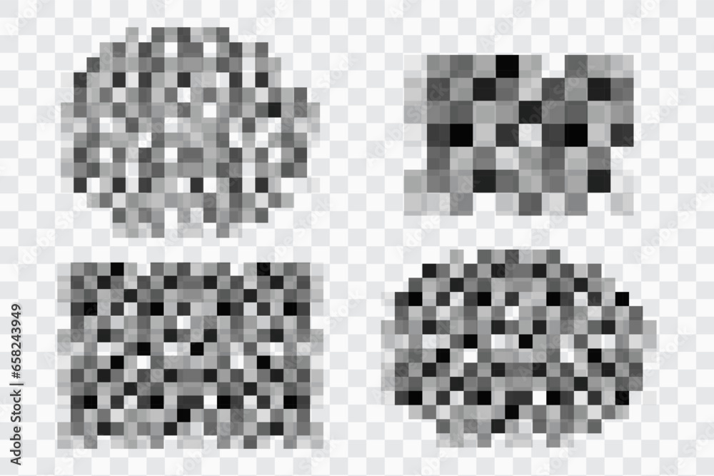 Censor pixel mosaic bar, simple gray blur censure frame on transparent ...