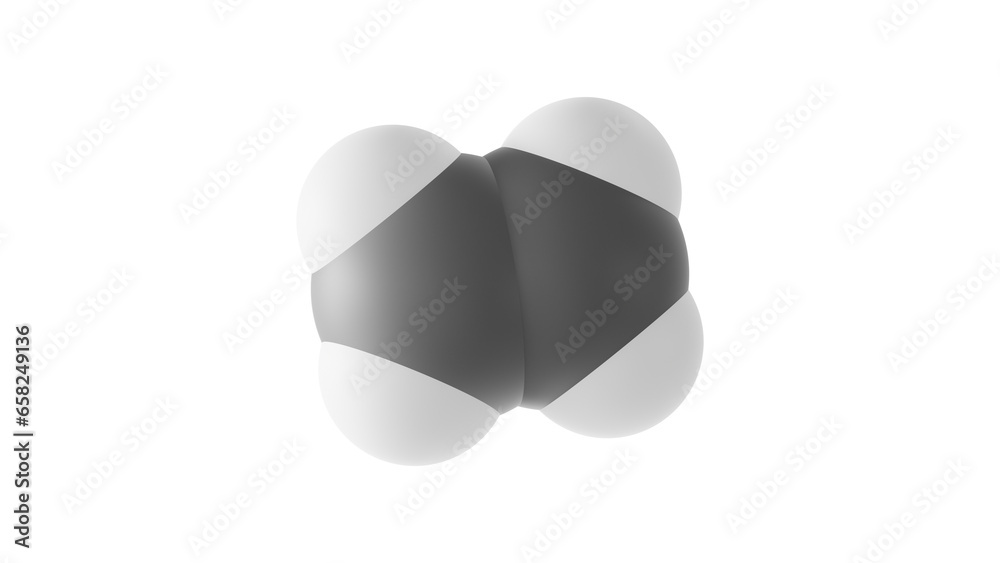 Ethylene molecule, polyethylene molecule molecular structure, isolated ...