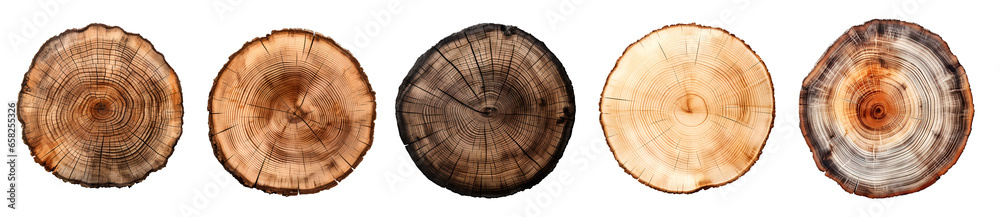 Round wooden tree slice trunk stump wood on transparent background ...