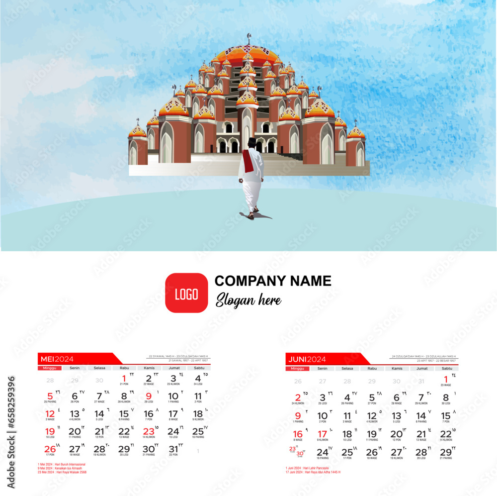 2024 Indonesian calendar with Javanese date and hijrah date with ...