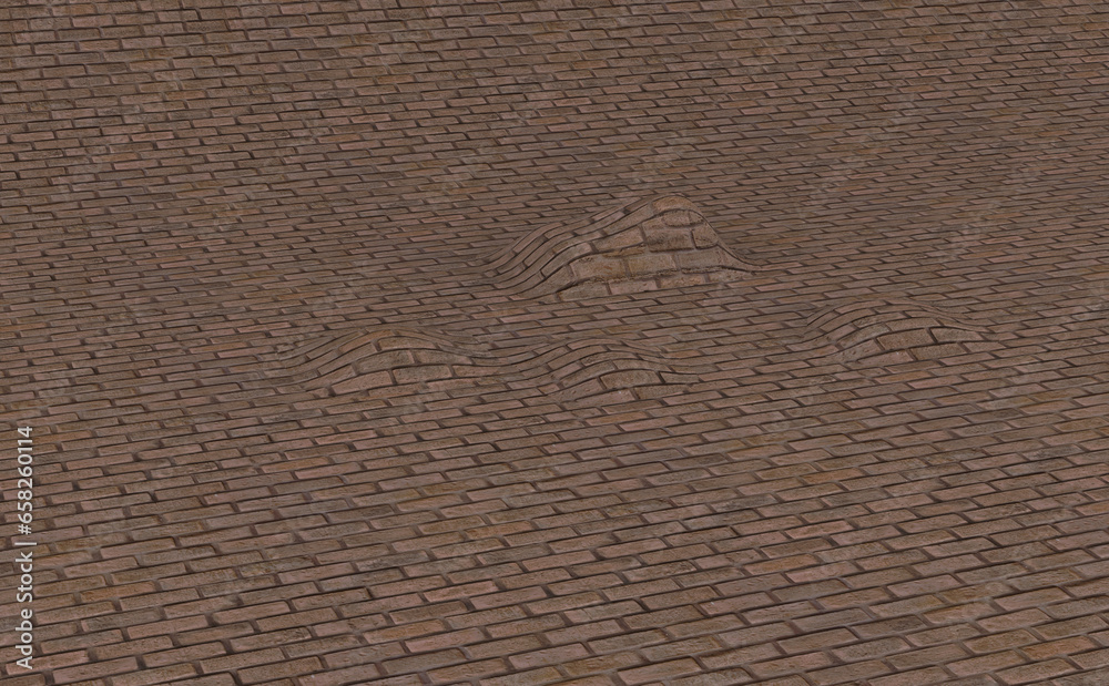 digital brick ramp with humps and bumps texture background 3D CAD ...