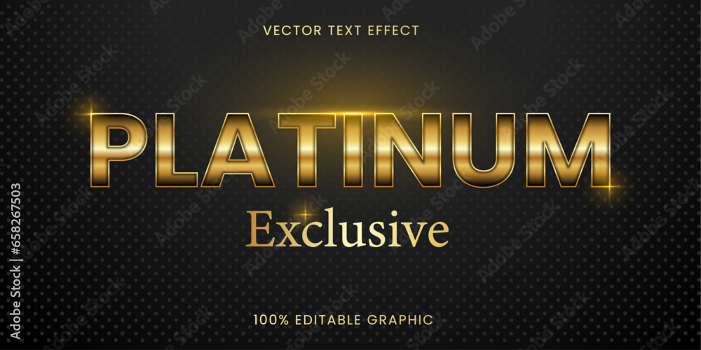platinum gold 3d text effect. Hollow effect for each letter. Shiny and ...