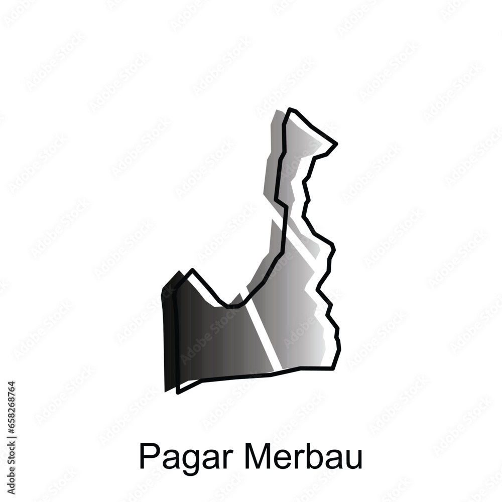 High detailed vector map of Pagar Merbau City modern outline, Logo ...