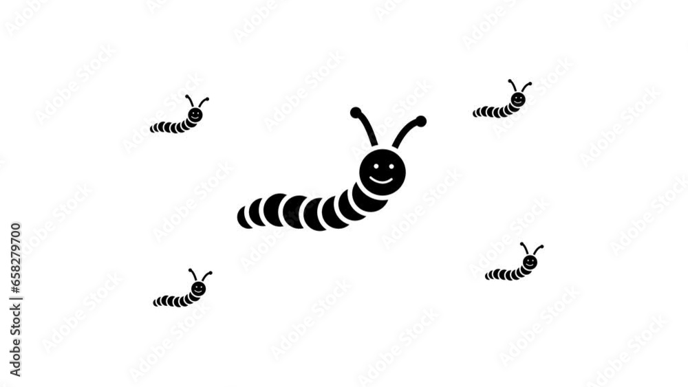 Zoom in and out animation the caterpillar symbol. Large black symbol in ...