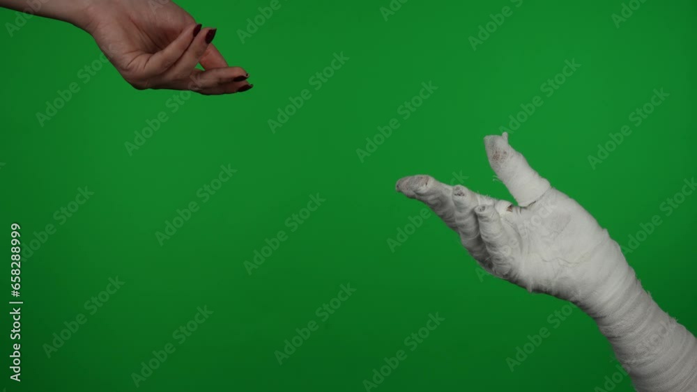 Detail green screen isolated chroma key video capturing the mummy's ...
