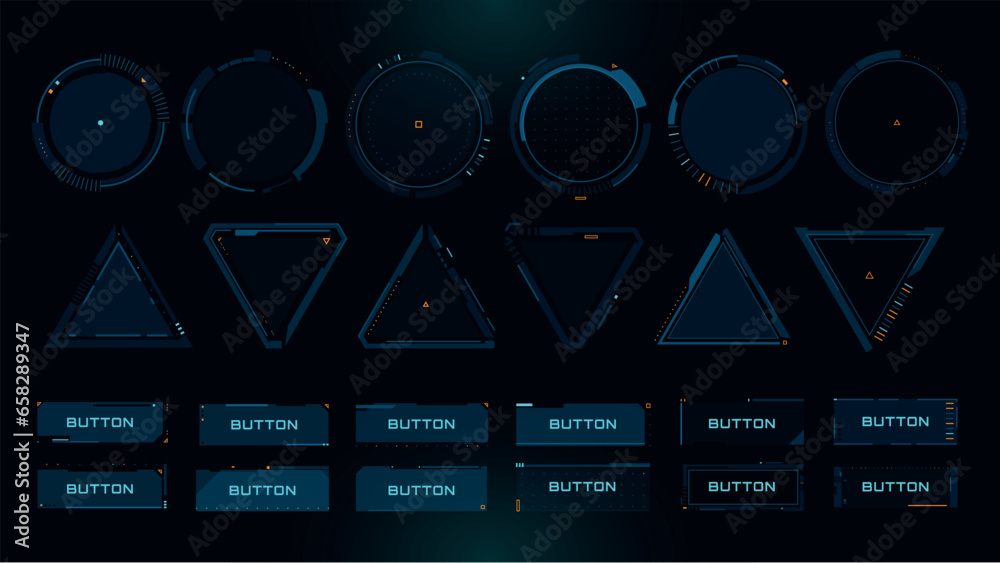 Set of Sci Fi Modern User Interface Elements. Futuristic Abstract HUD. Good for game UI. Vector ...
