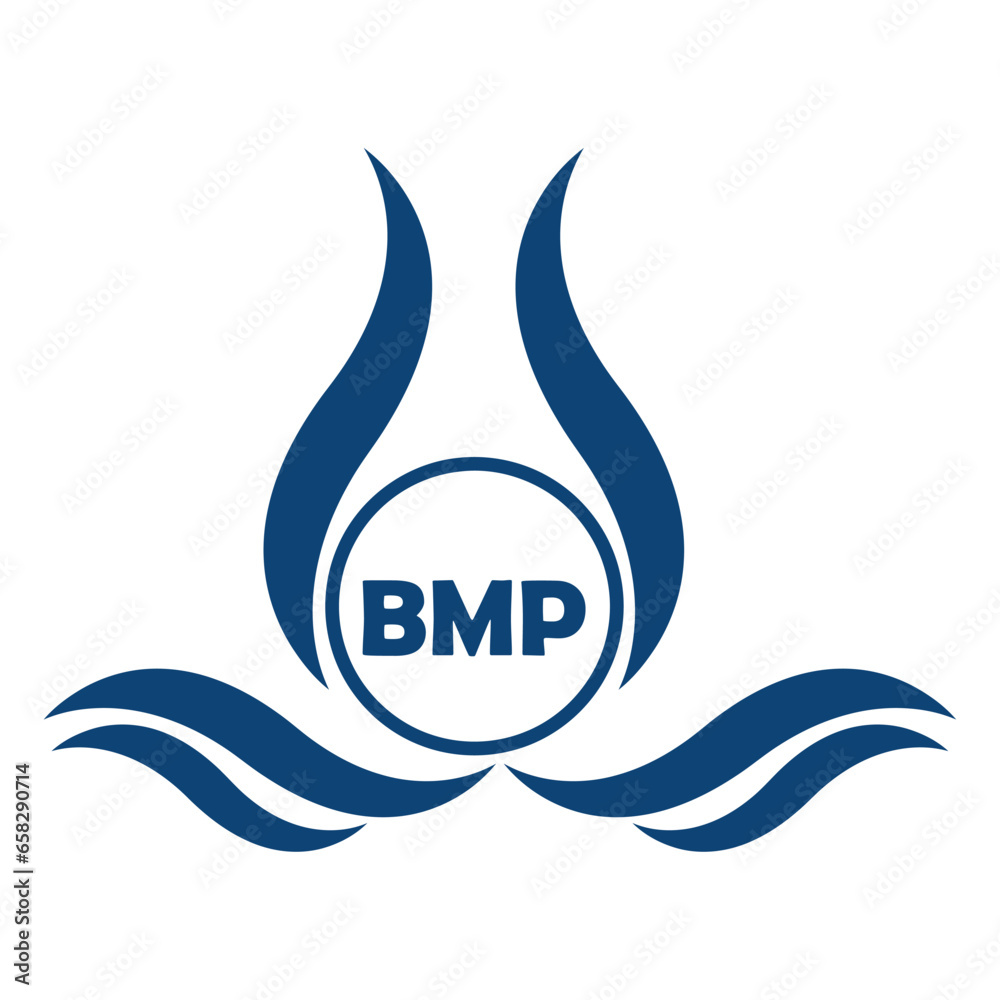 BMP letter water drop icon design with white background in illustrator ...
