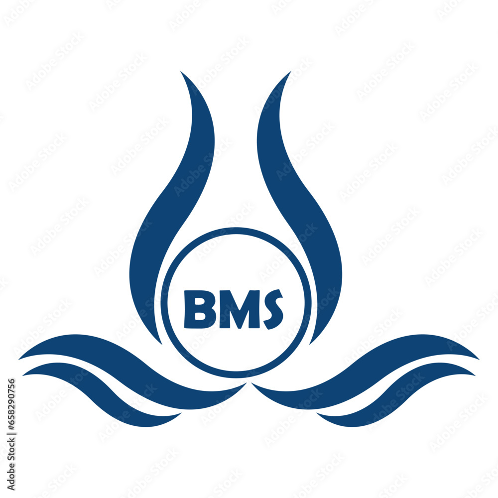 BMS letter water drop icon design with white background in illustrator ...