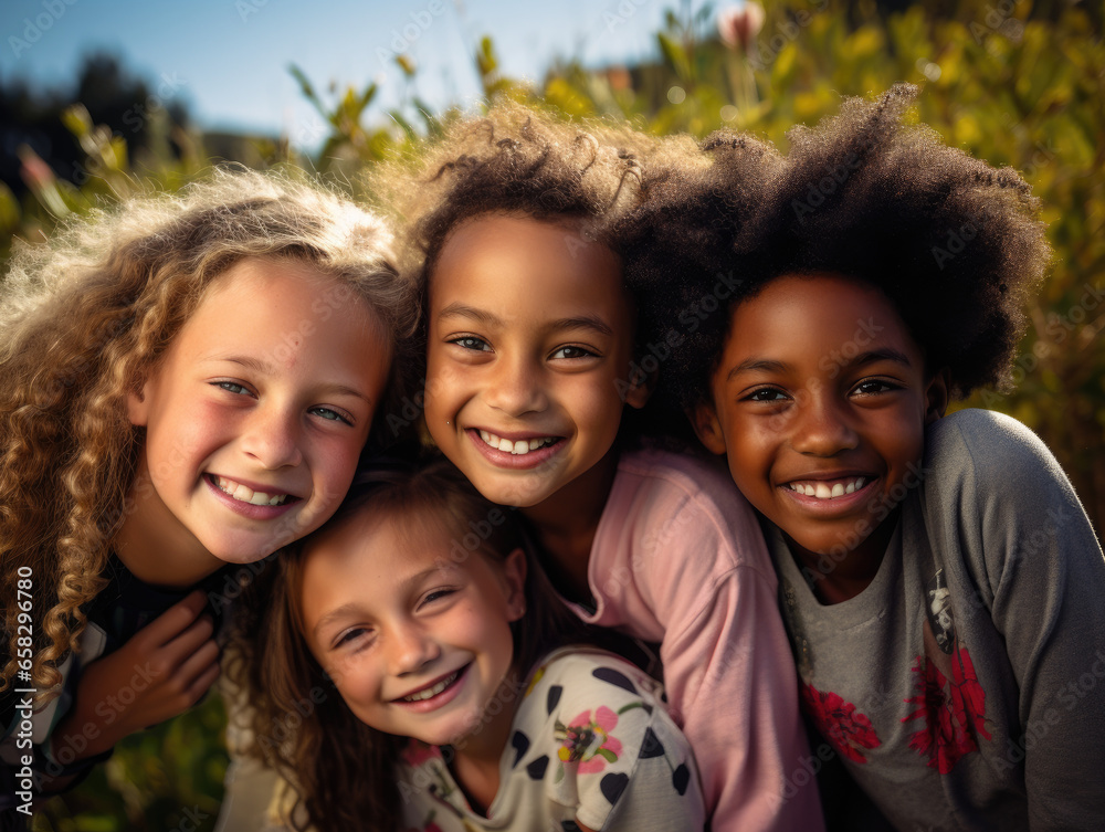 An uplifting portrait featuring a multicultural group of children ...
