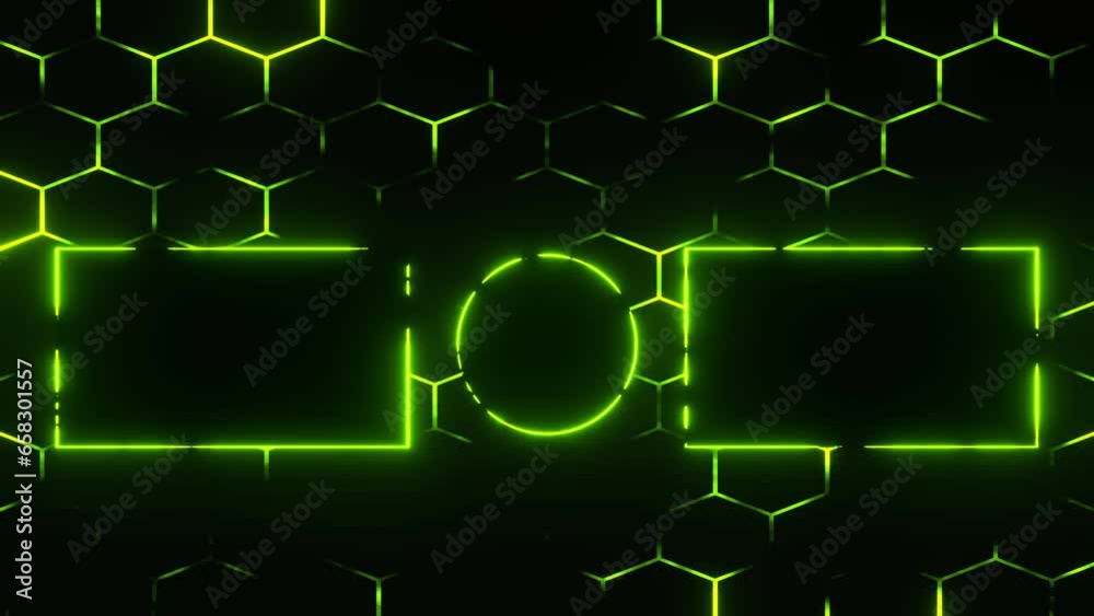 Endscreen template animation with hexagonal green neon light for your ...