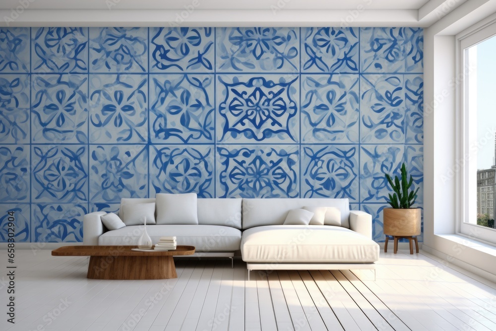 Original minimalistic design of room with portugal pattern. Incredibly ...