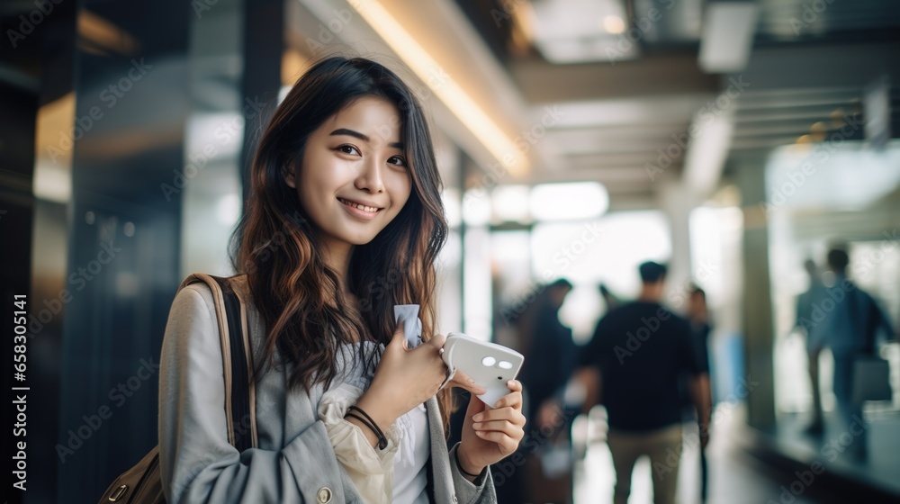 Finance and Shopping: Young woman holding hand full of cash, Portrait ...
