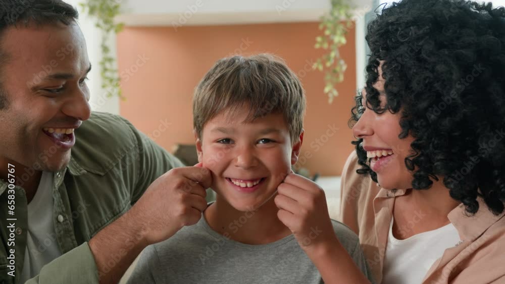 Multiracial family portrait loving African American parents father ...