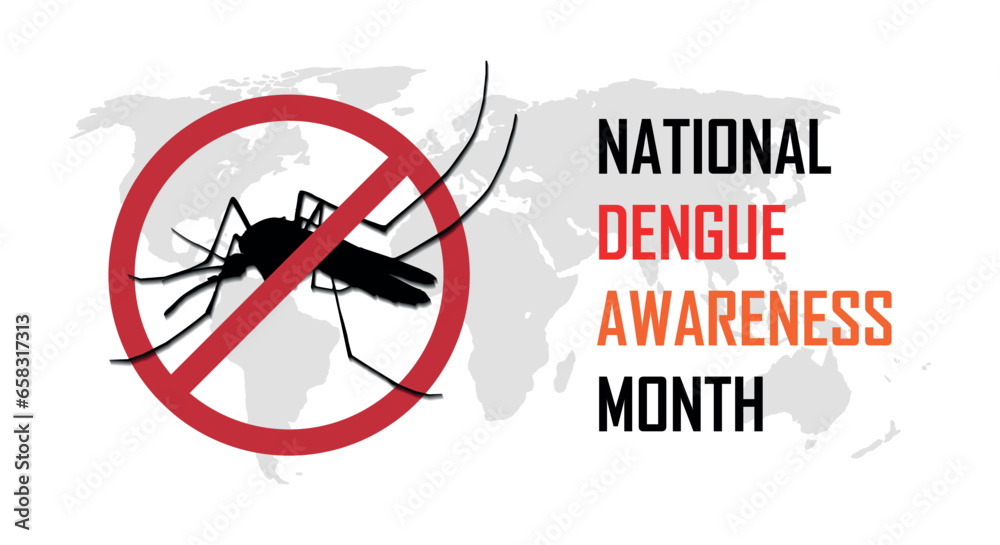 Dengue awareness month, no mosquito, avoid malaria fever, world map in ...