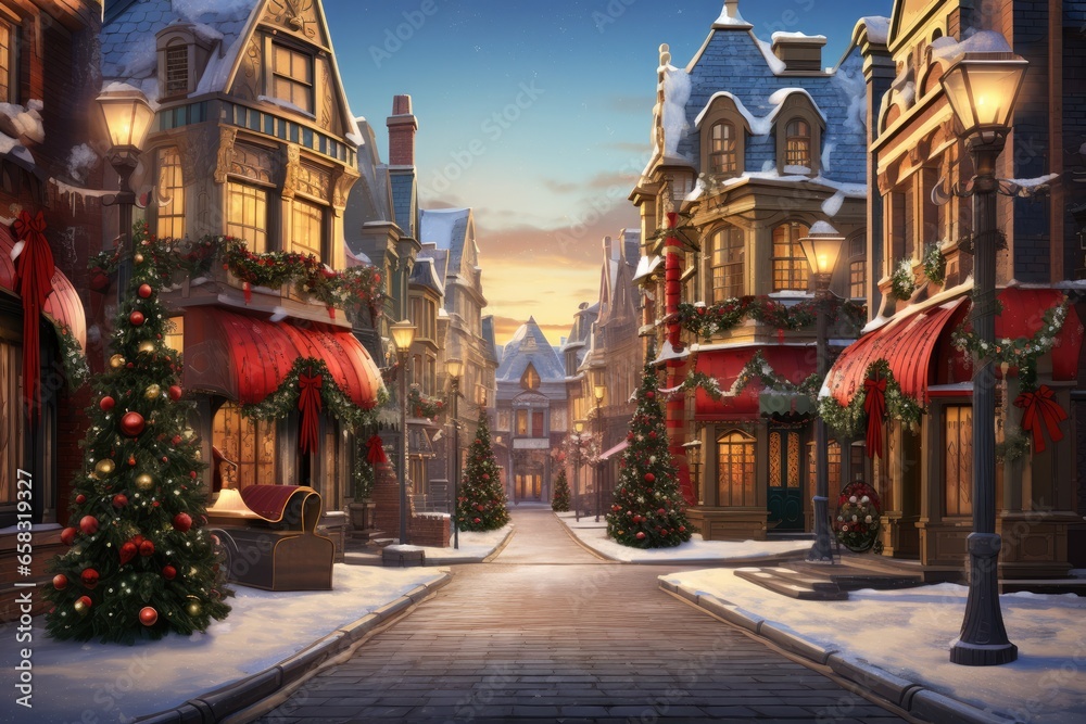 "Step Back in Time on a Victorian Christmas Street" Ai generated. Stock Illustration | Adobe Stock