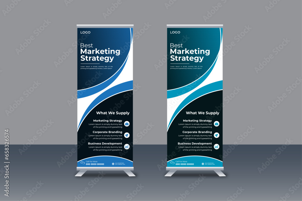 Corporate Business Stand Banner Editable Roll Up Banner Vector Templatevertical Roll Up X
