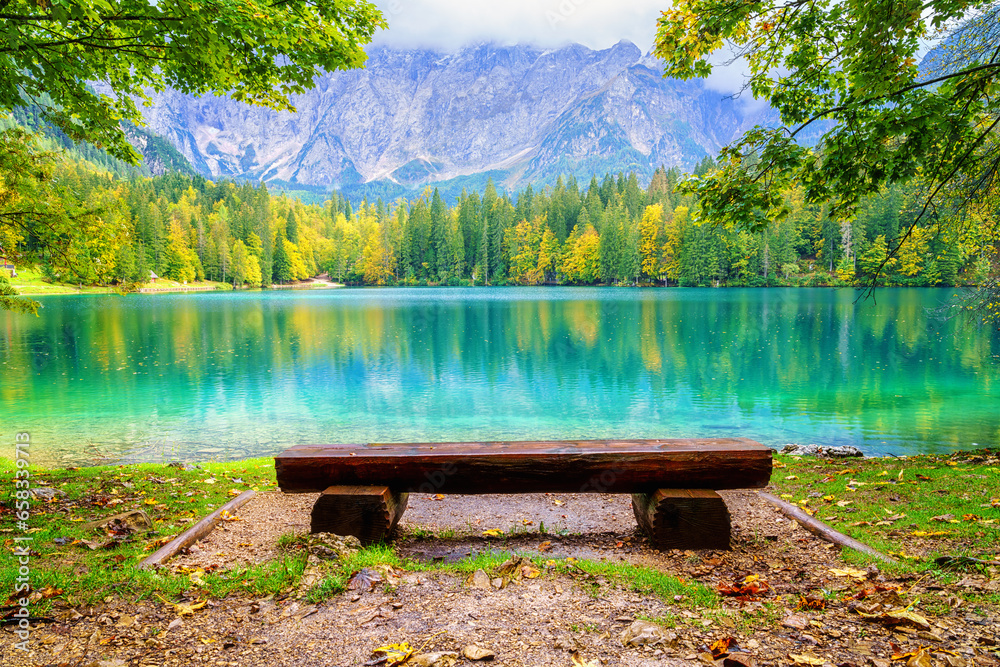 Laghi di Fusine inferior lake, Tarvisio, Italy. Amazing autumn ...