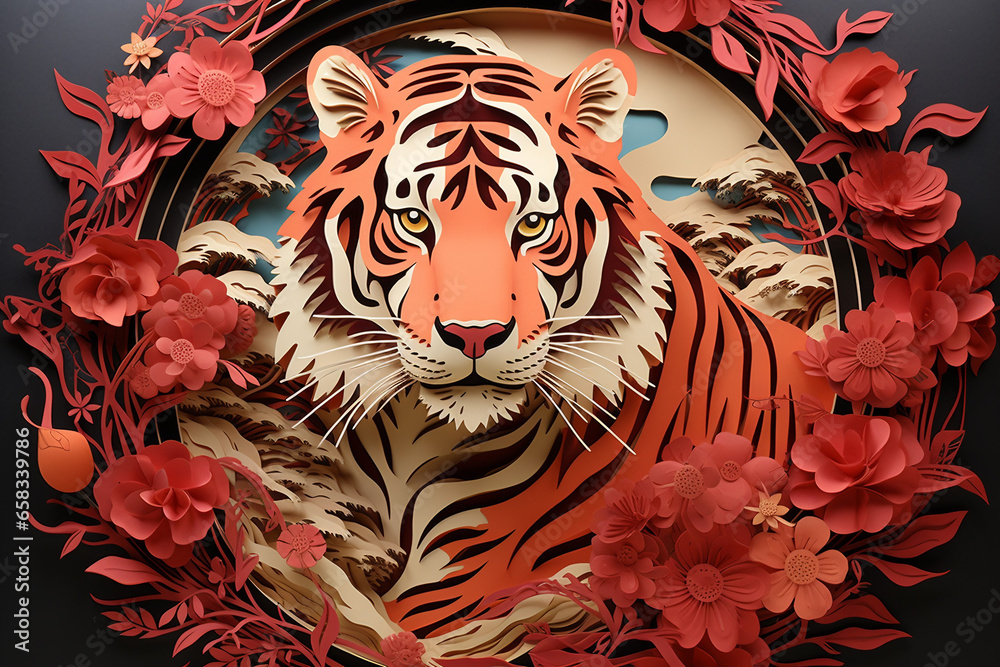 Year of the Tiger, Majestic Chinese Tiger Papercraft in Traditional ...