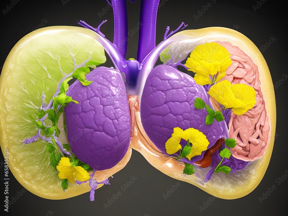 Lungs, made, from flowers, Spring flowers, representing humans, lungs ...