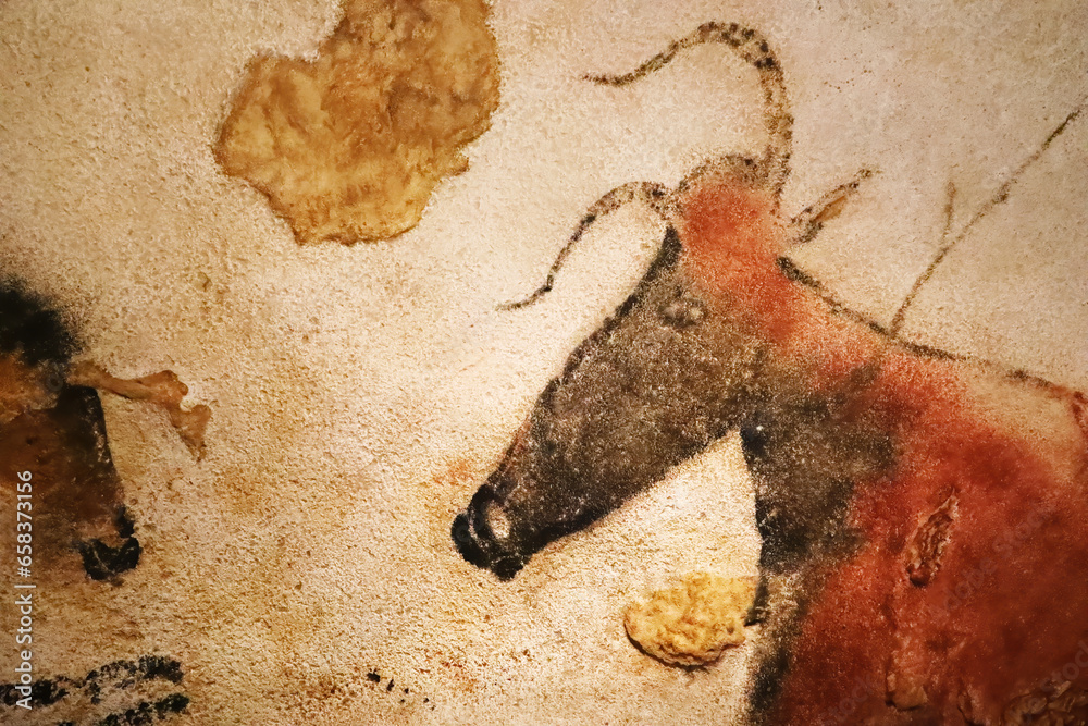 Prehistoric ox depicted in Lascaux caves Stock Photo | Adobe Stock