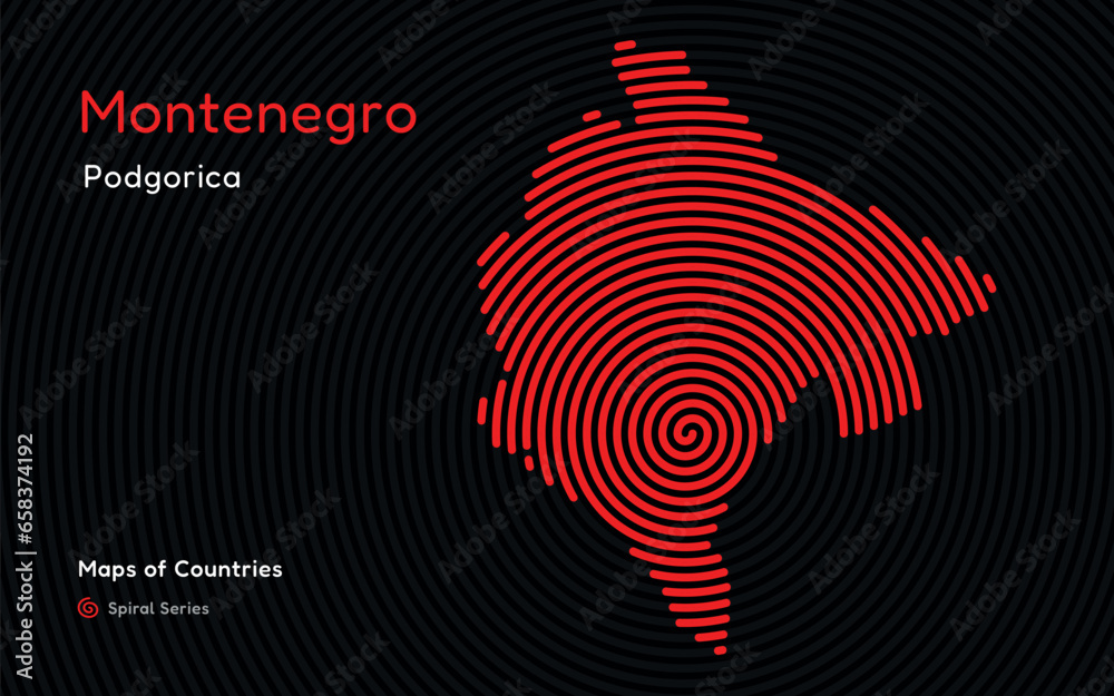 Creative map of Montenegro. Political map. Capital Podgorica. World ...