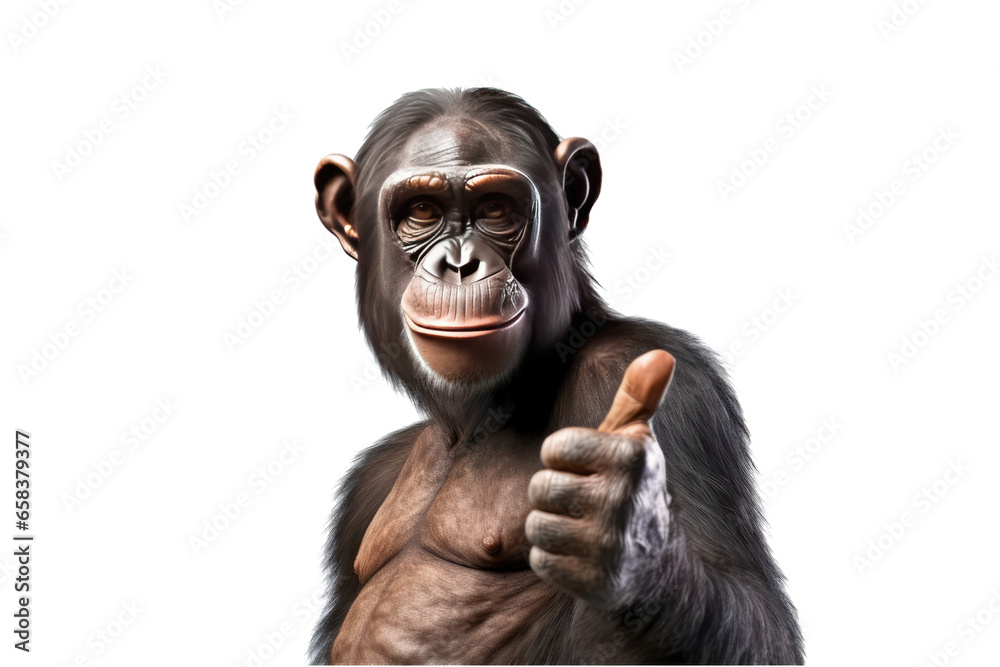A monkey giving a thumbs up isolated on transparent background ...