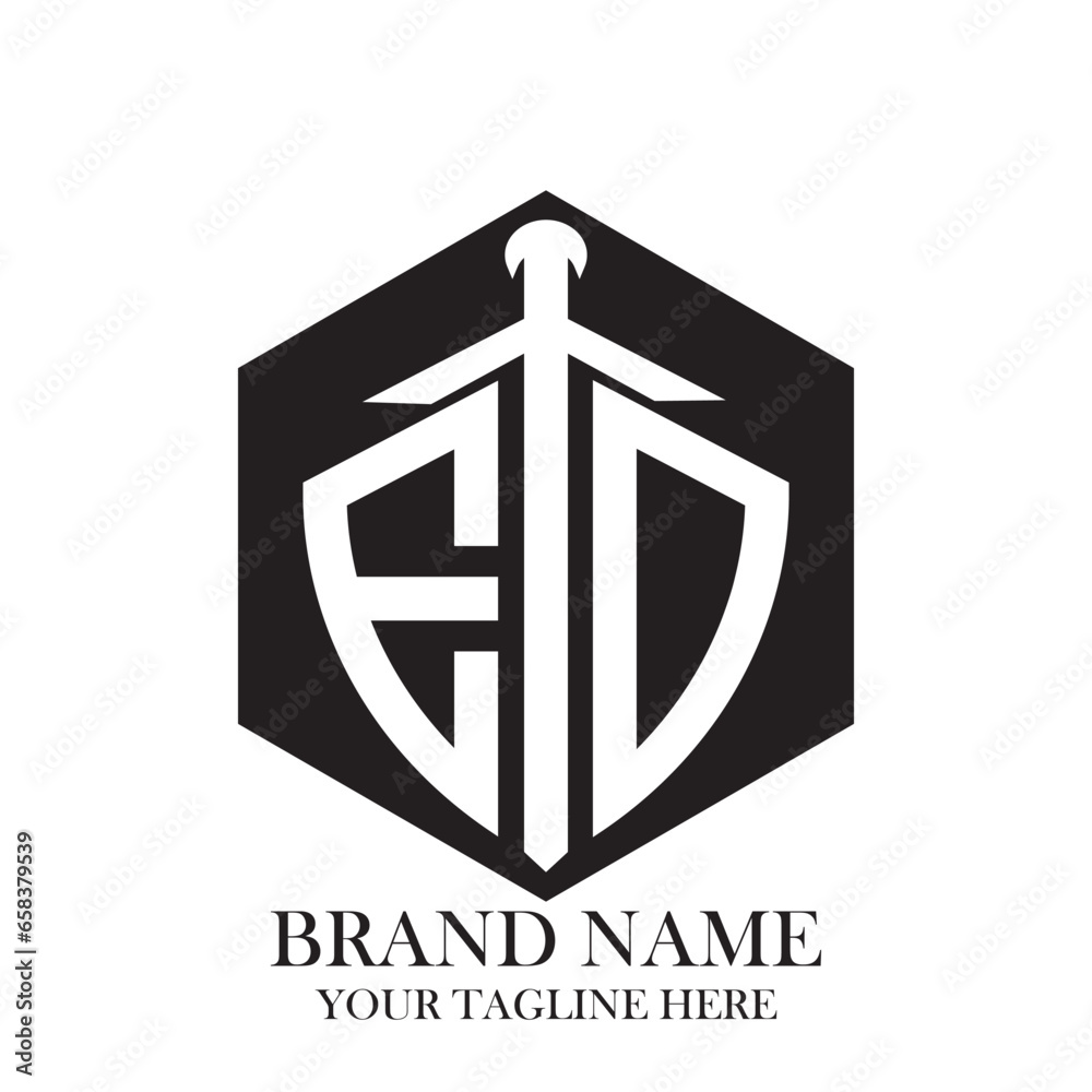 ED letter logo with knife sign logo design vector,monogram logo ...